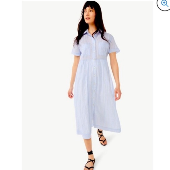 Free Assembly | Dresses | Free Assembly Blue Pin Striped Shirt Dress ...